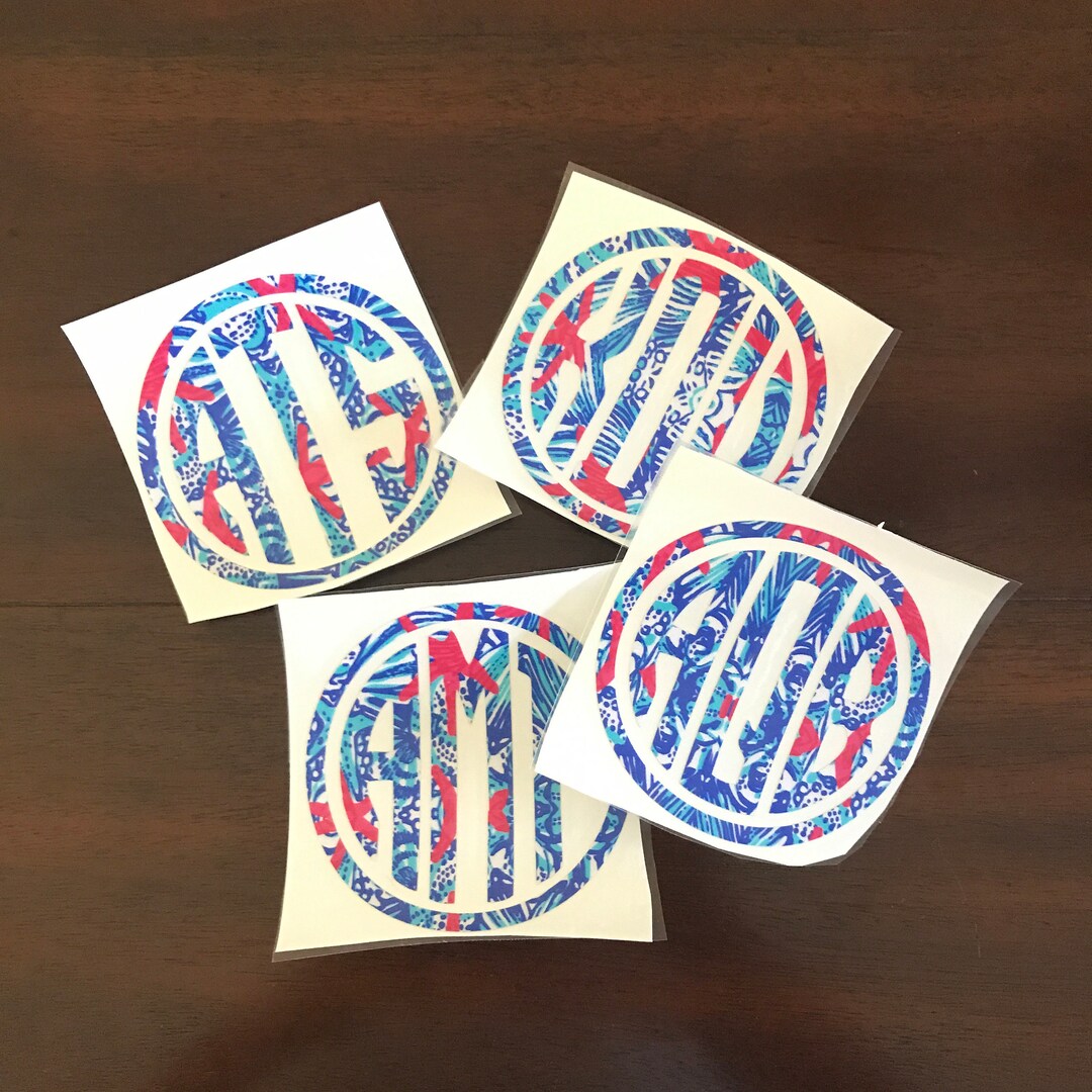 Circle Monogram Decal Laptop Decal Water Cup Decal - Etsy