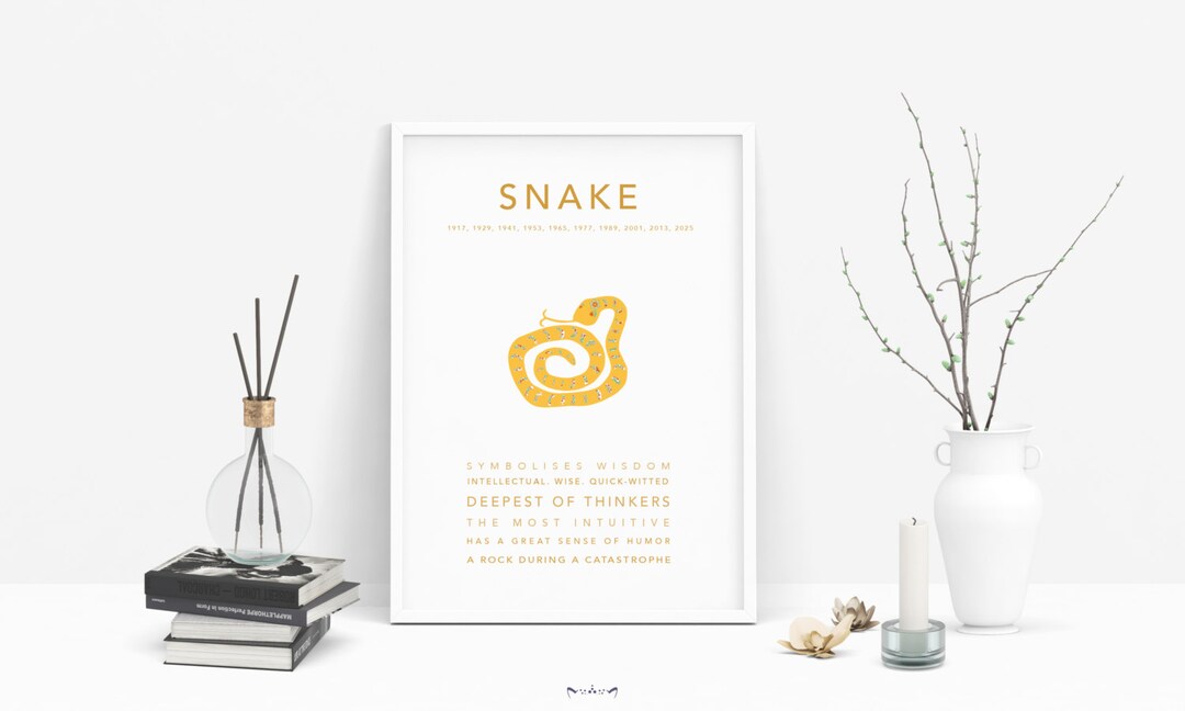 SNAKE - Asian Chinese Horoscope Zodiac Print Poster Design | Home Decor ...