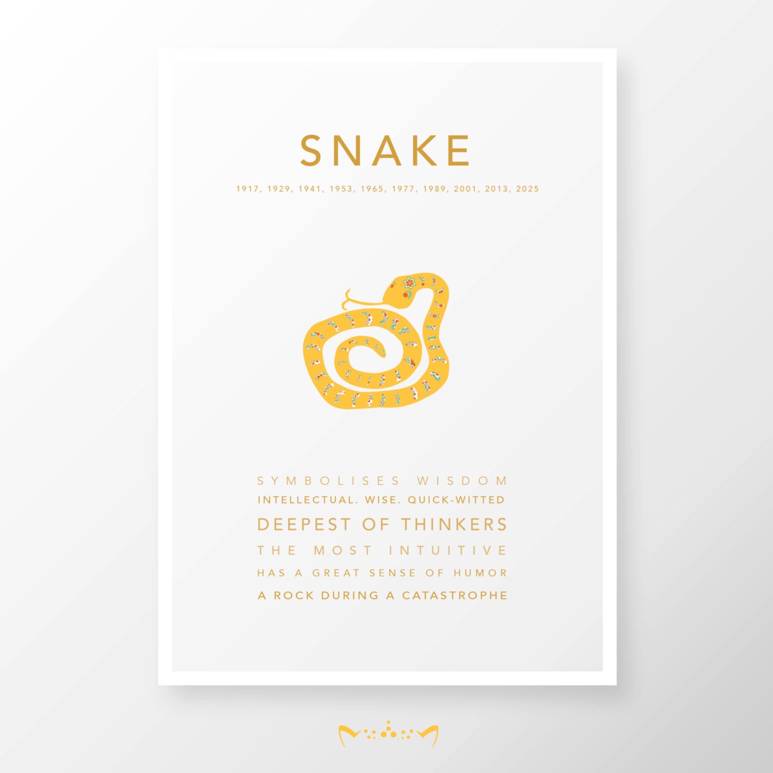SNAKE - Asian Chinese Horoscope Zodiac Print Poster Design | Home Decor ...