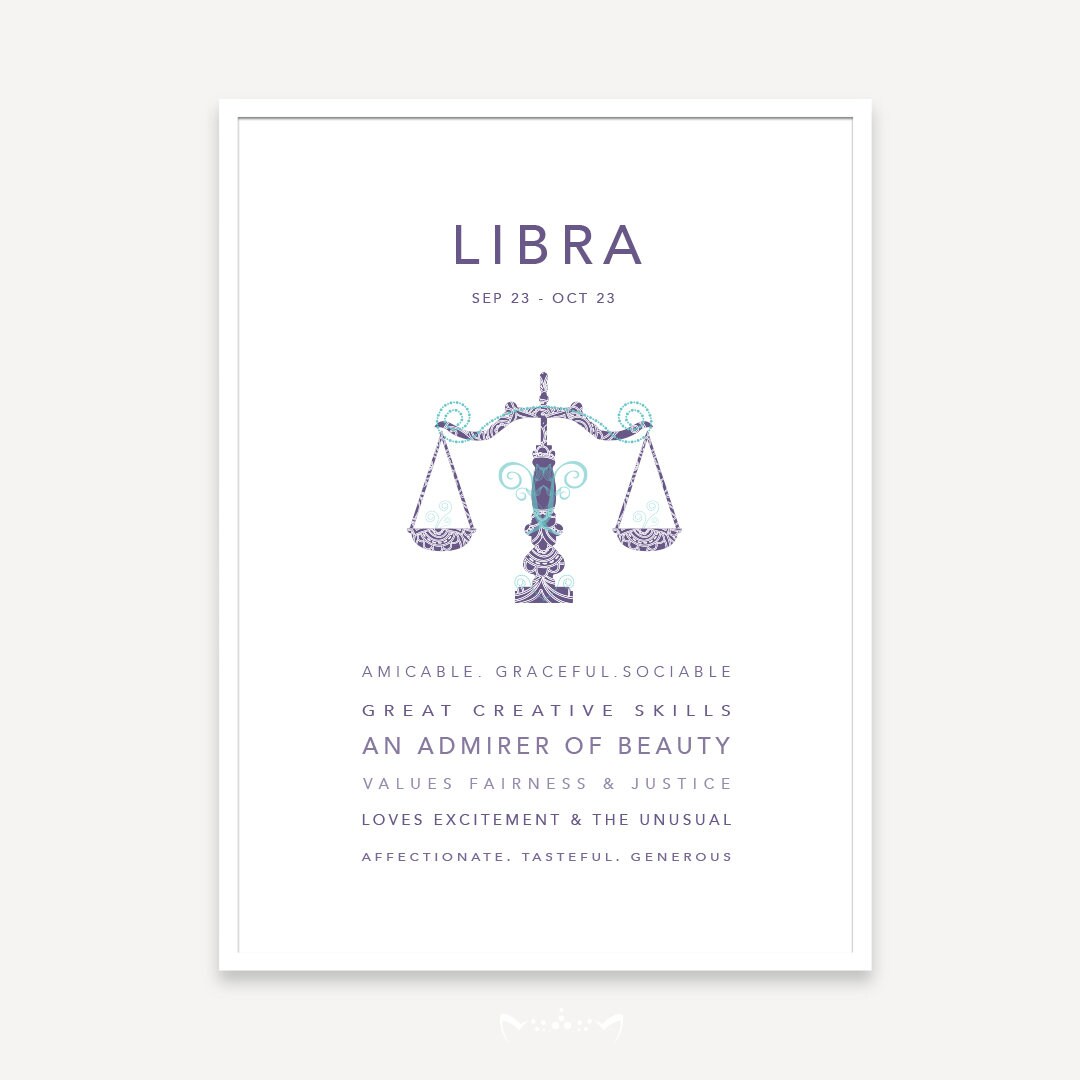 LIBRA Customized Zodiac Sign Poster Print | Home Decor, Birthday, Baby ...