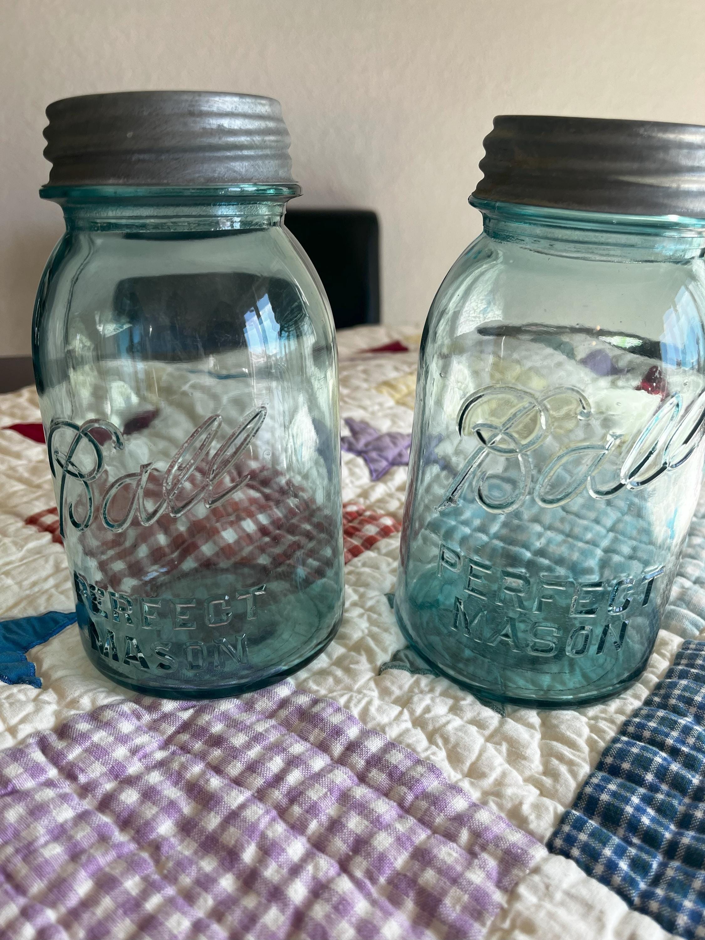 PERFECT BALL MASON Jars W/lids (2) Blue - Etsy