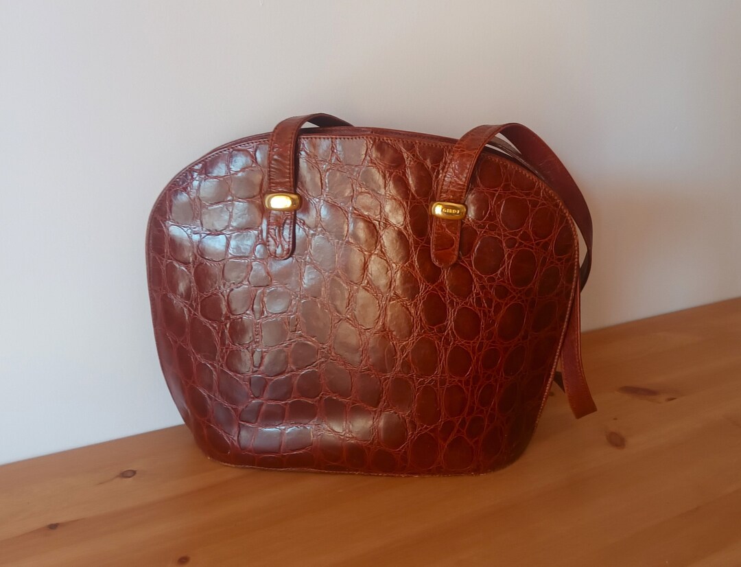 Giudi Vintage Women Red Brown Leather Bowler Bag Chestnut Brown Handbag ...