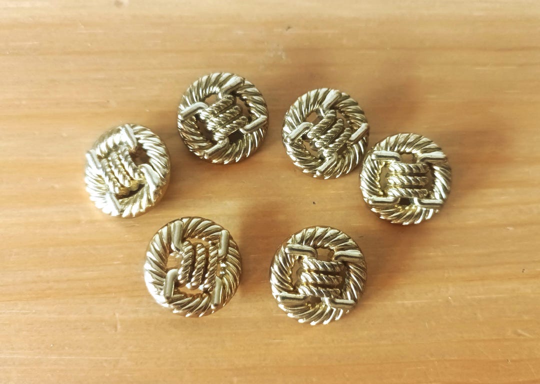 Vintage 6+6 Knot Shaped Gold Tone Metal Shank Buttons Retro Gold ...