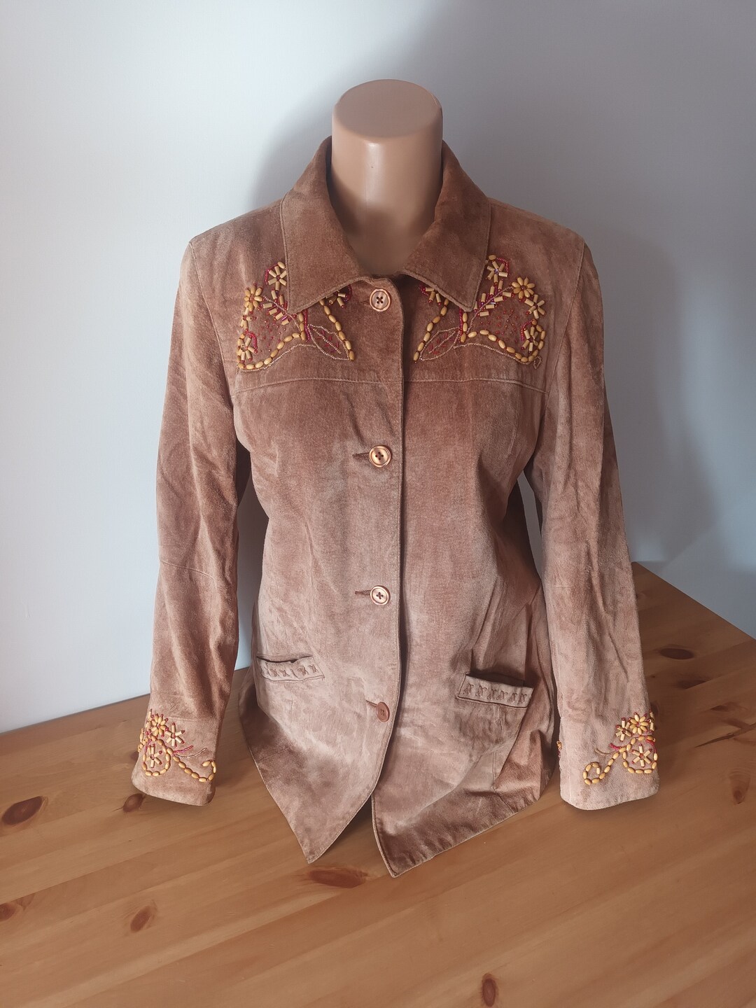 Vintage Women Beige Suede Jacket Size M/40 Beige Tan Suede Leather ...