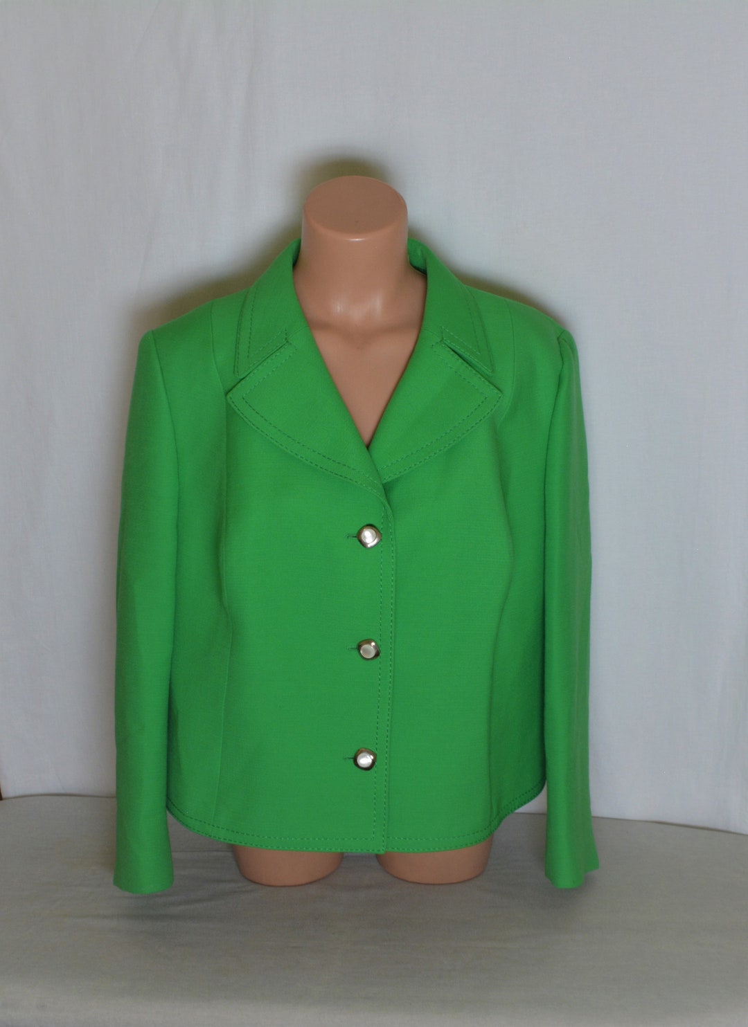 Gelco Vintage Green Women Wool Jacket Size XL Costume Long Sleeve Pure ...