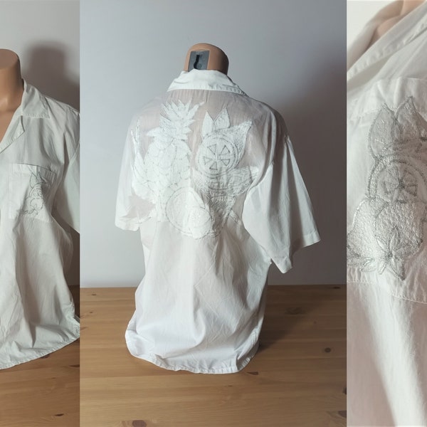 White Cotton Back Button Blouse - Etsy