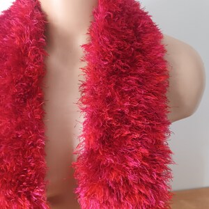 Vintage Red Fluffy Scarf Long Red Solid Faux Fur Scarf Fuzzy Fluffy ...