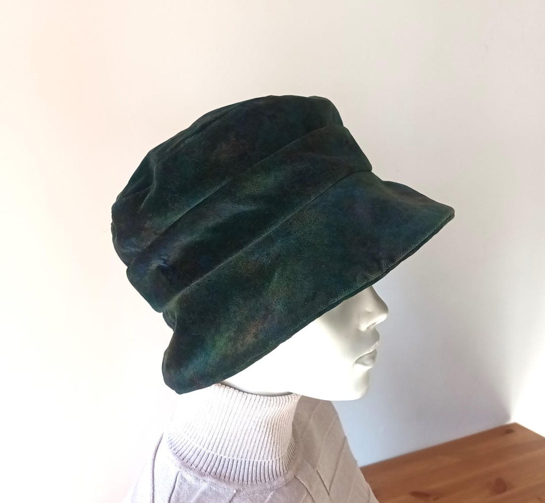 Vintage Womens Green Velour Bucket Hat Size M Green Brown Velour Bucket ...