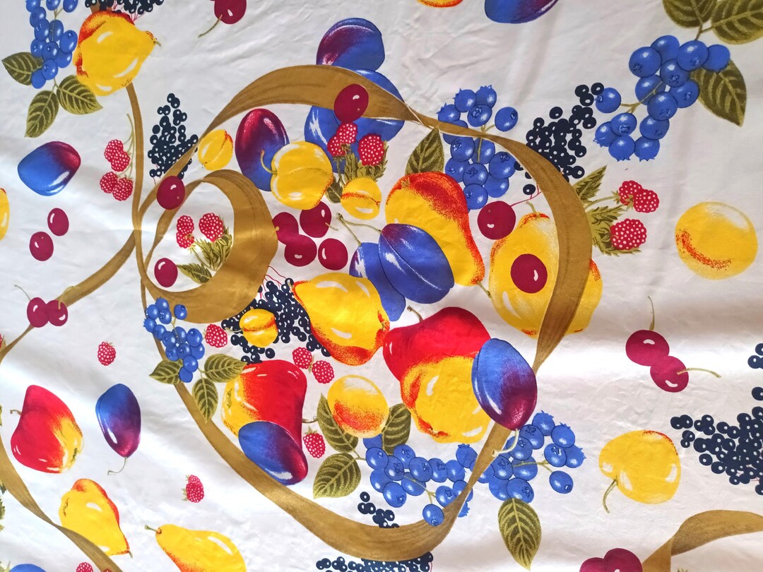Vintage Fruits Print Silk Square Scarf Large Mixed Fruits Silk Scarf ...