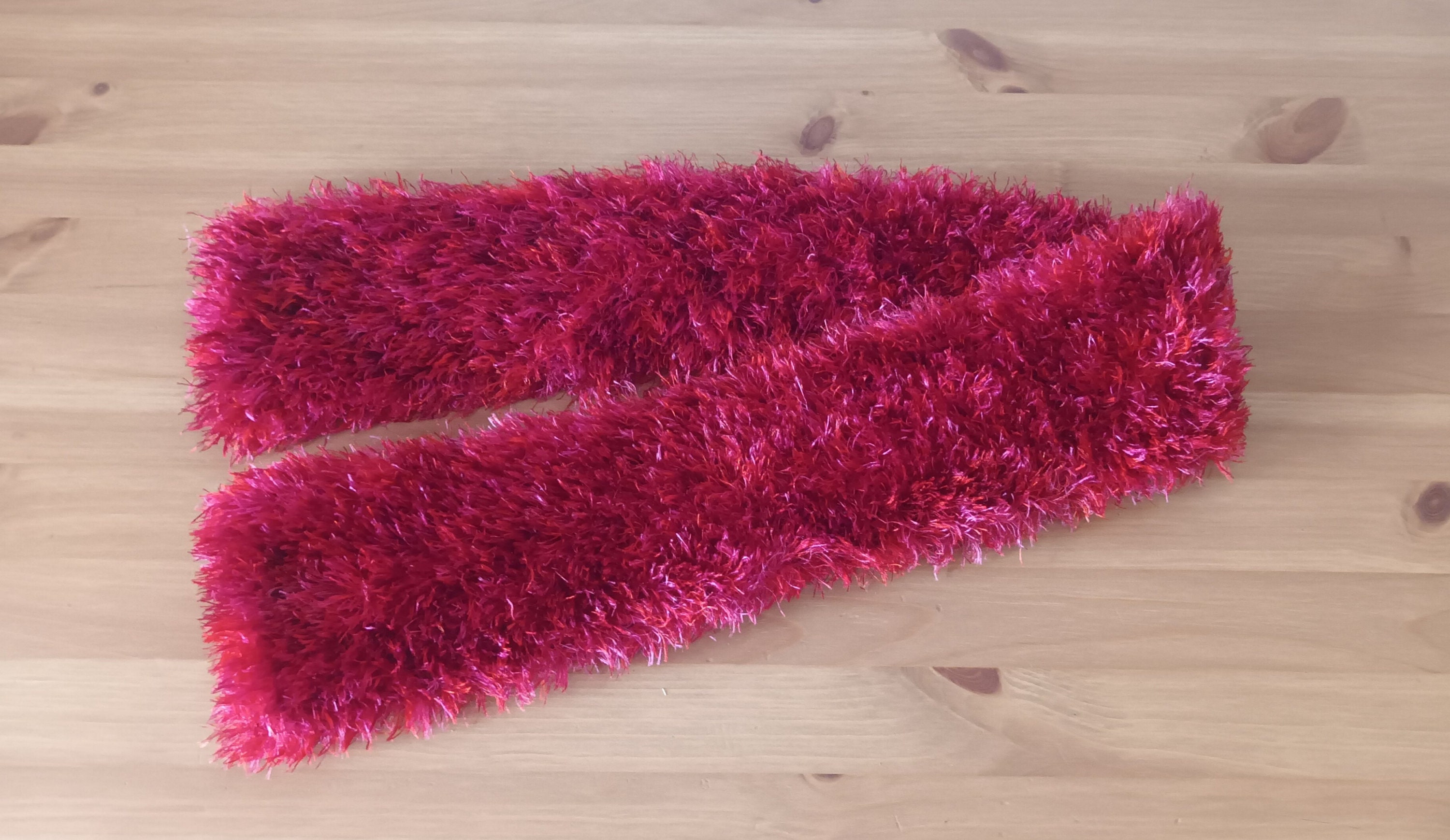 Vintage Red Fluffy Scarf Long Red Solid Faux Fur Scarf Fuzzy Fluffy ...