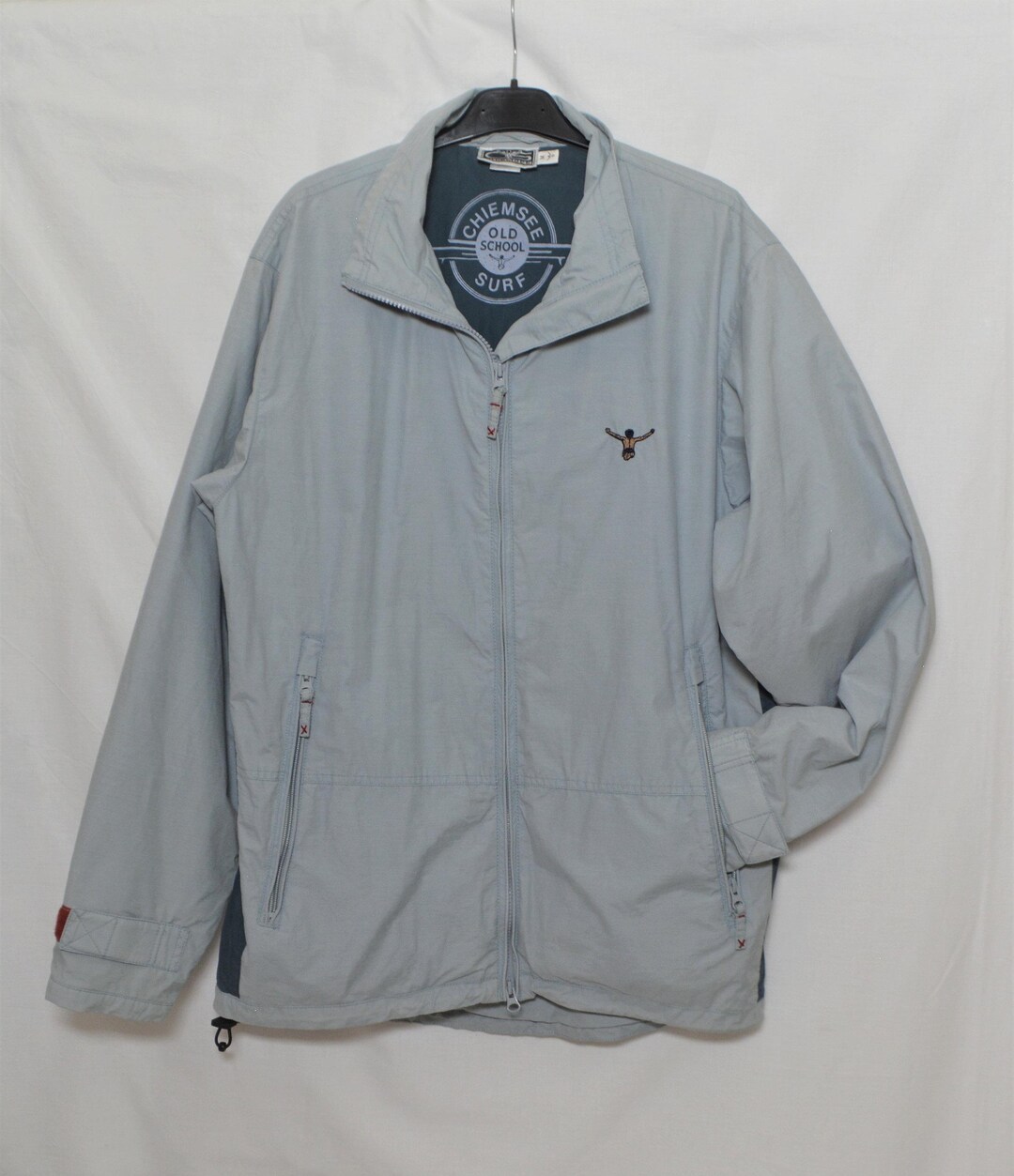 CHIEMSEE Vintage Men Windbreaker Surf Old School Jacket Size M Gray ...