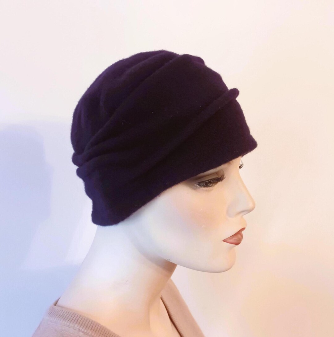 Vintage Women Dark Blue Wool Hat Felt Deep Blue Wool Turban Size M ...