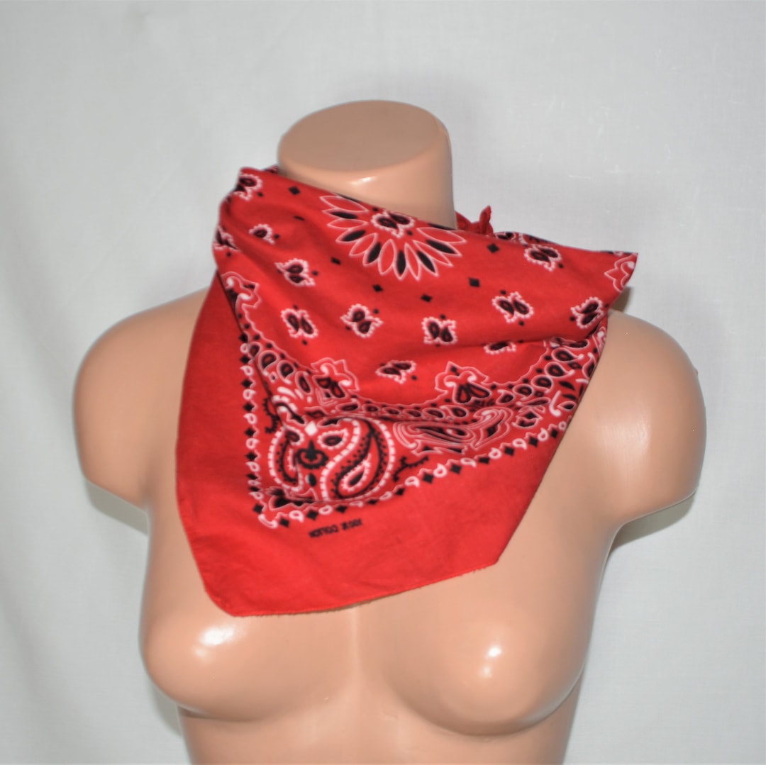 Vintage Red Cotton Bandana Red White Black Paisley Bandana Hav-a-hank ...