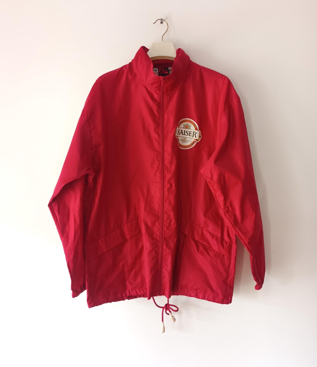 Vintage Mens Red Rain Jacket Size M Hooded Nylon Raincoat Rain Jacket ...