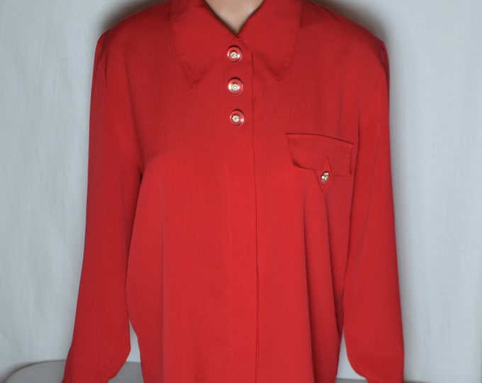 Red Asymmetric Satin Shirt for Women Straight Collar Shirt Bishop ...