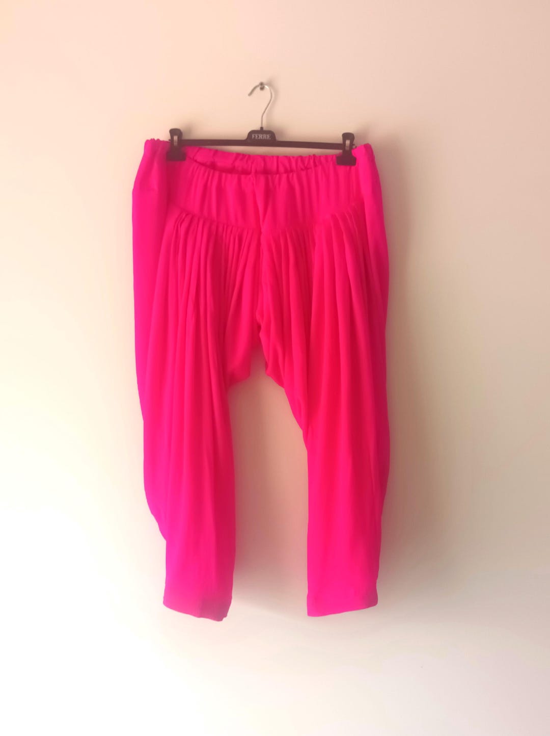 Vintage Fuchsia Silk Harem Pants XL/XXL: Boho Turkish Shalvar Trousers ...
