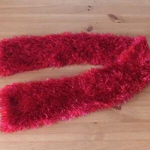 Vintage Red Fluffy Scarf Long Red Solid Faux Fur Scarf Fuzzy Fluffy ...