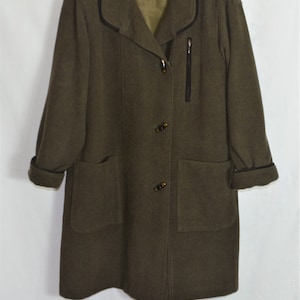 Norham Vintage Women Wool Coat Size L/XL Military Style Coat Khaki ...