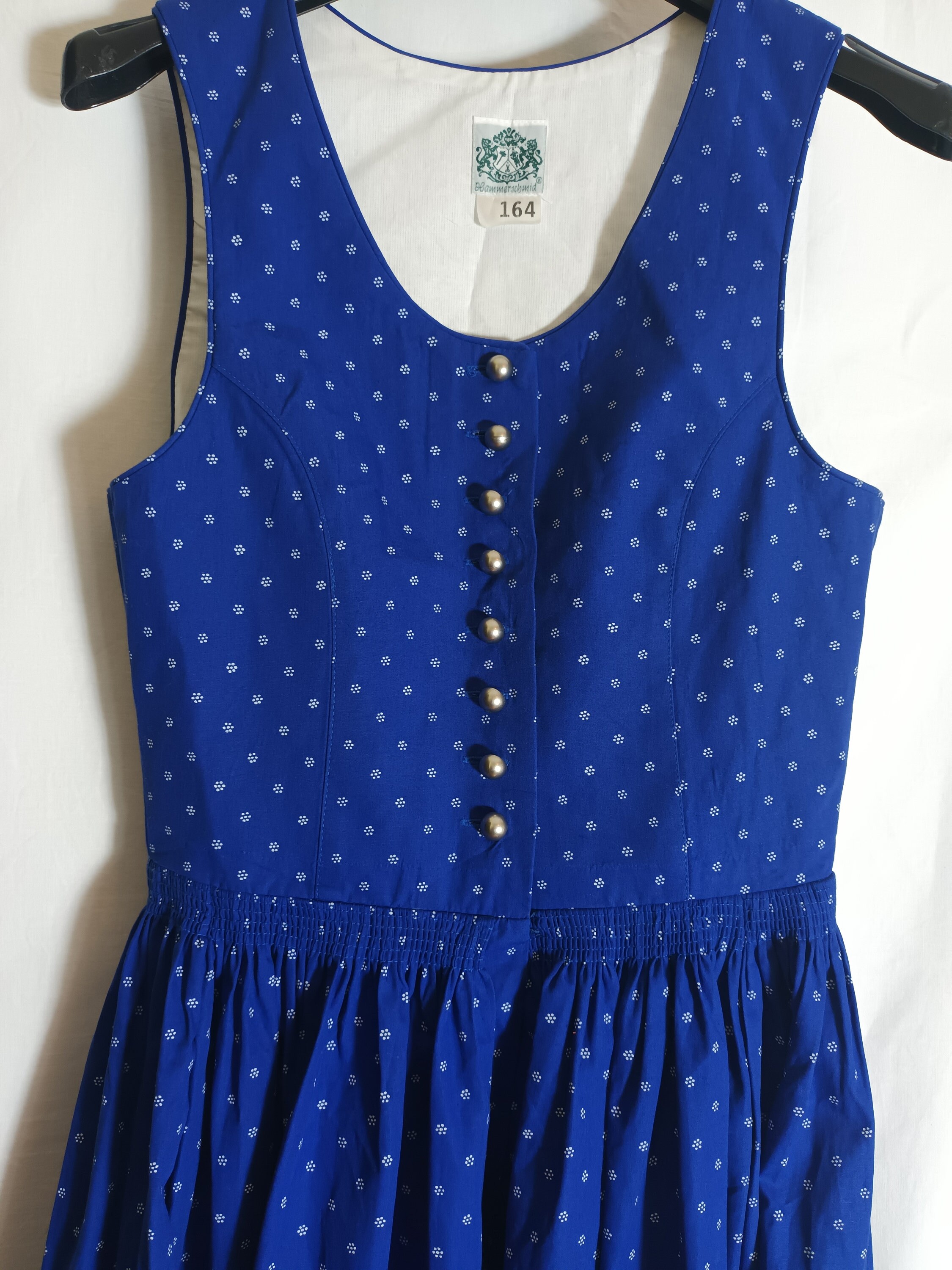 Vintage Dirndl Floral Blue Dress Size XXS/32/34 Corset Maxi Cotton Blue ...