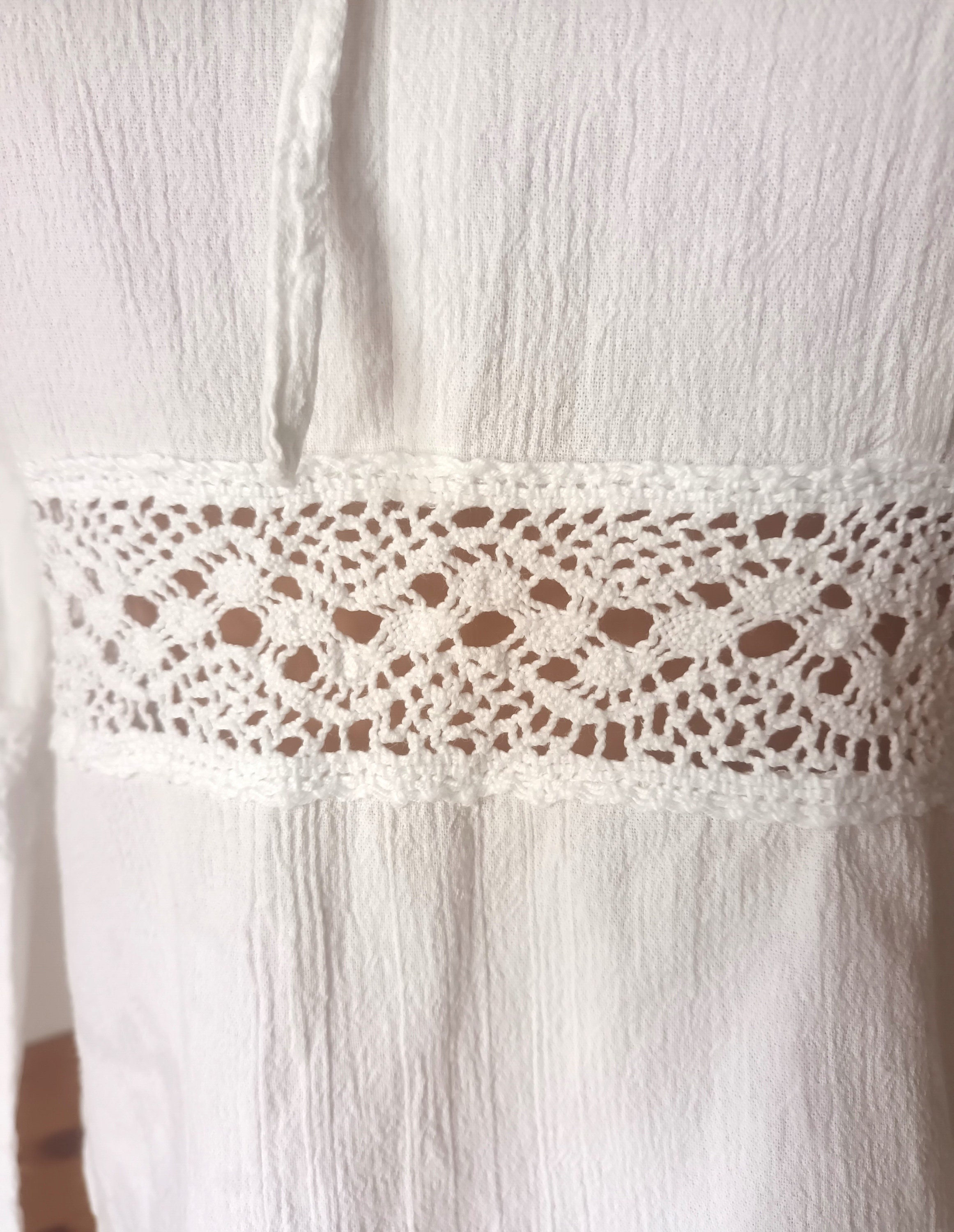 Blanc Du Nil Vintage Women White Cotton Top Size XS Crochet White ...