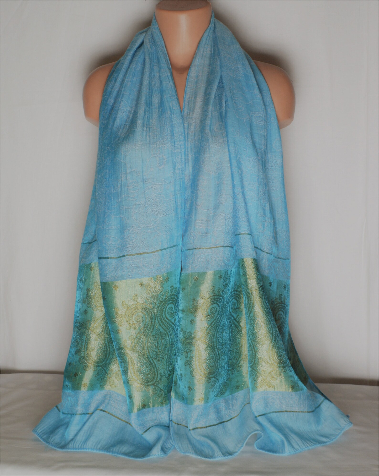 Silk Turquoise Scarf Women Long Blue Turquoise Silk Scarf | Etsy