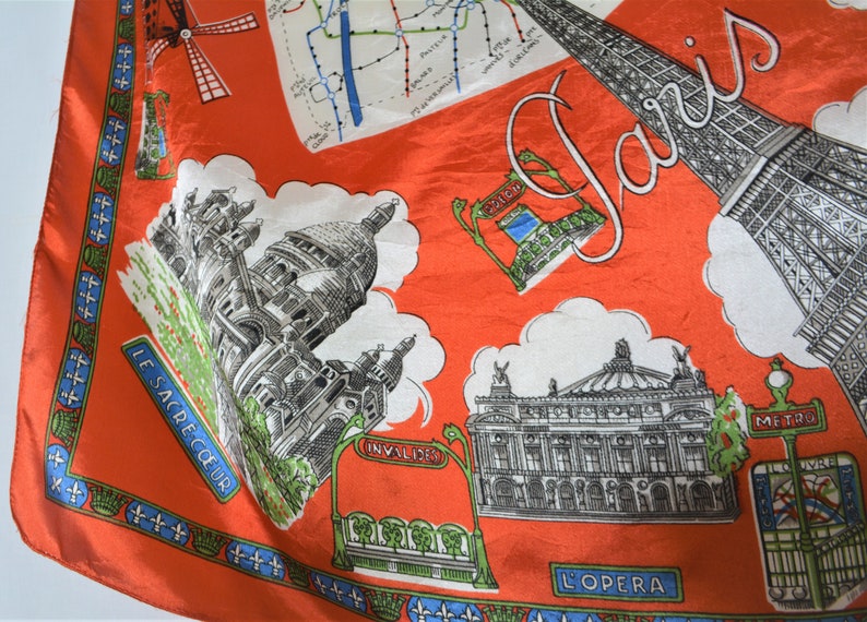 Vintage J. Dormont Paris Scarf Eiffel Tower Opera Scarf Paris Souvenir ...