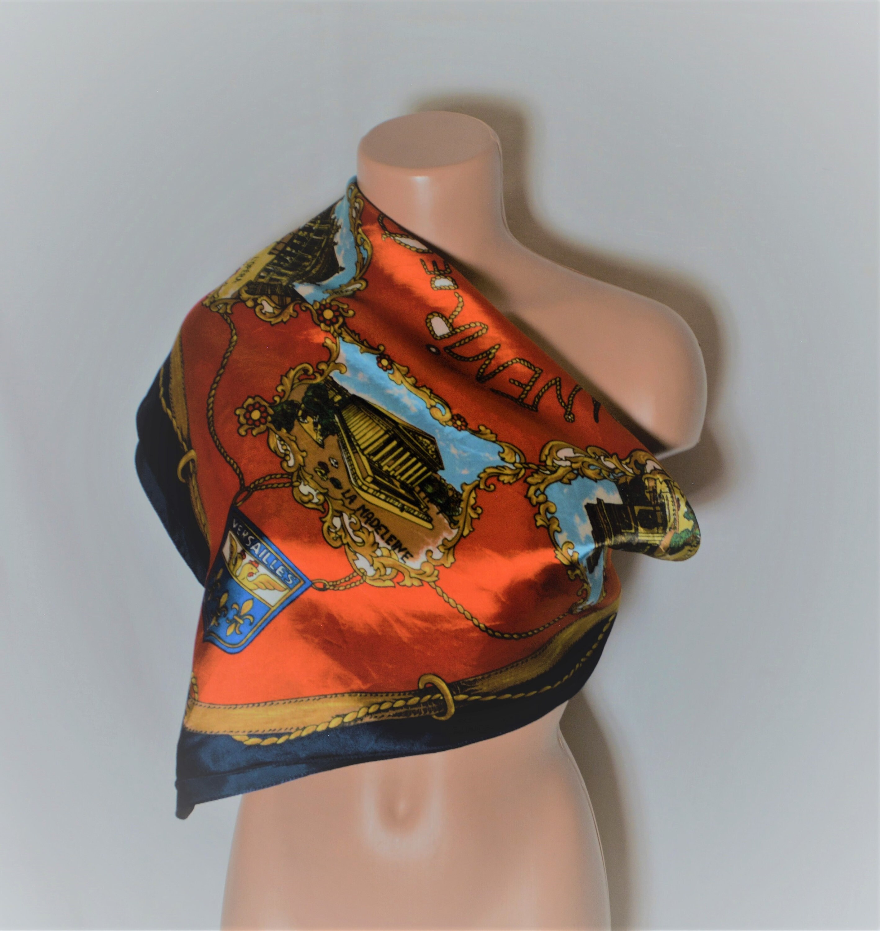 Vintage Rare Paris Scarf Eiffel Tower Opera Versailles Scarf Square ...