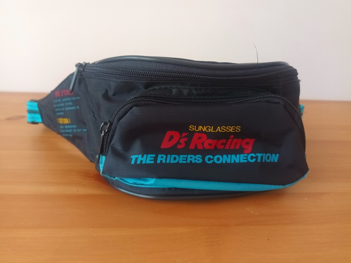 Vintage Unisex Black Nylon Fanny Pack Bag Bum Bag Waist Bag Leather ...