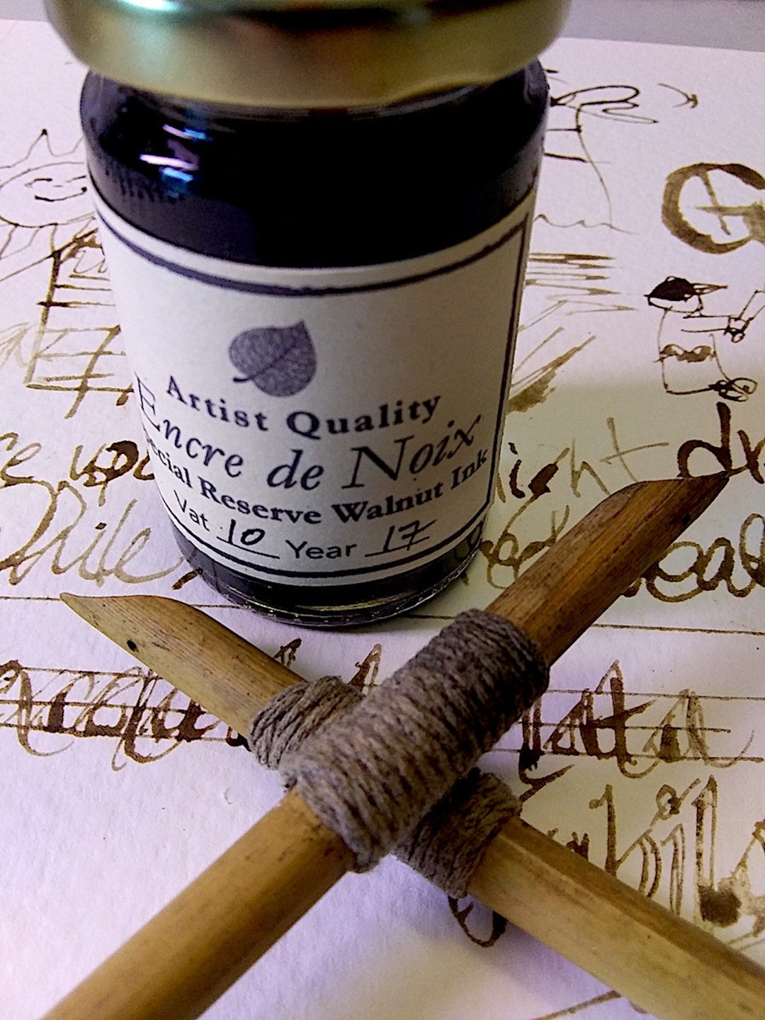 Hand Crafted Reed Dip Pen & 2 Oz Artist-made Walnut Ink - Etsy