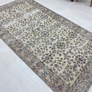 3x7 AREA RUG, Vintage Neutral Rug, Oriental Turkish Rug, Oushak Muted ...