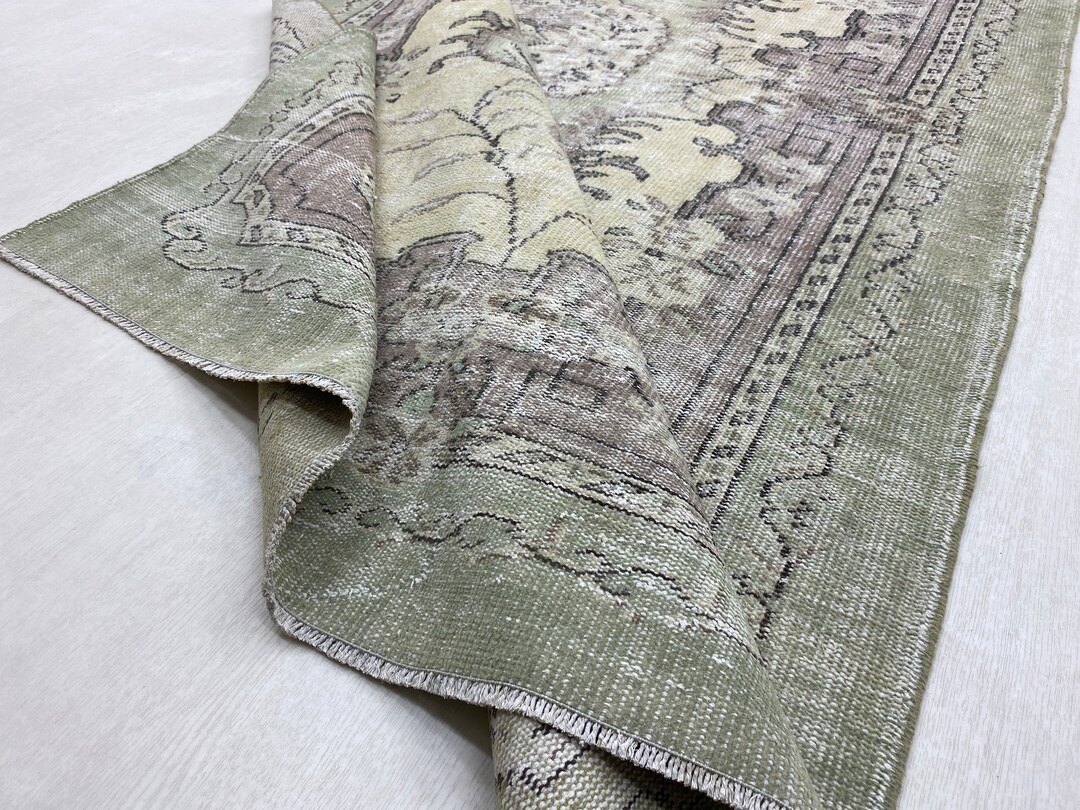 Turkish Green Rug 6x9, Vintage Green Rug, Oushak Area Rug, Anatolian ...