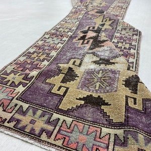 Purple Runner Rug 4x12 Oushak Runner Rug, Turkish Runner Rug, Kitchen ...