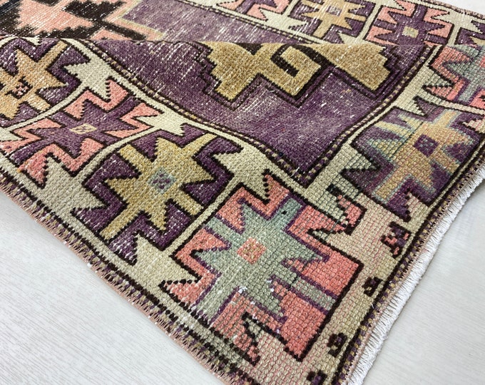 Purple Runner Rug 4x12 | Oushak Runner Rug, Turkish Runner Rug, Kitchen ...