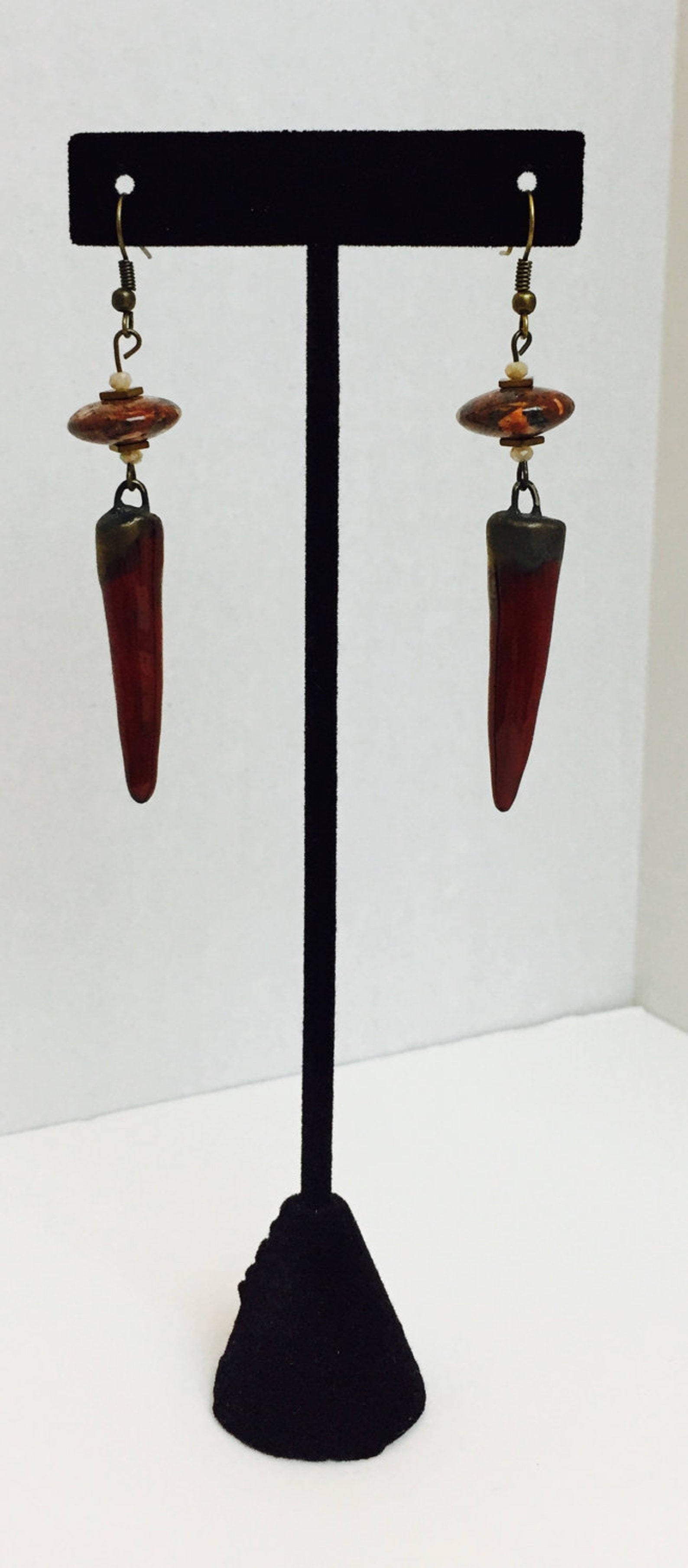 Glazed Porcelain and Volcano Jasper Earrings - Etsy