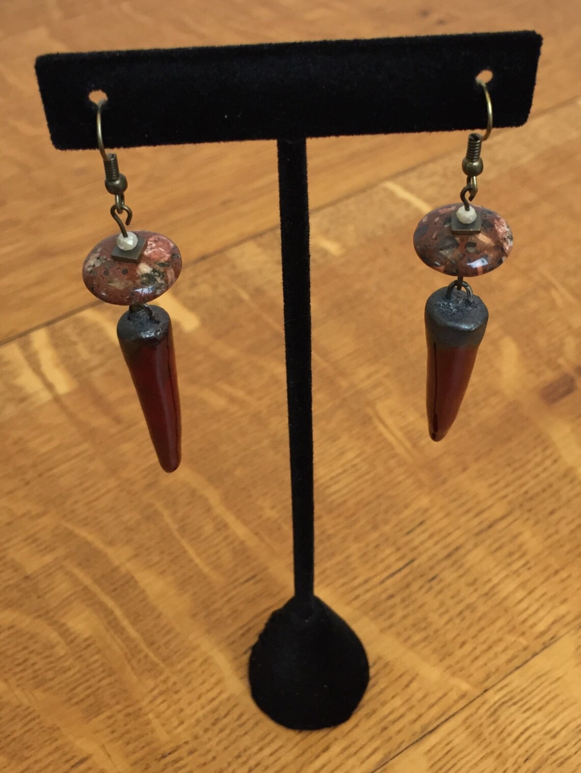 Glazed Porcelain and Volcano Jasper Earrings - Etsy