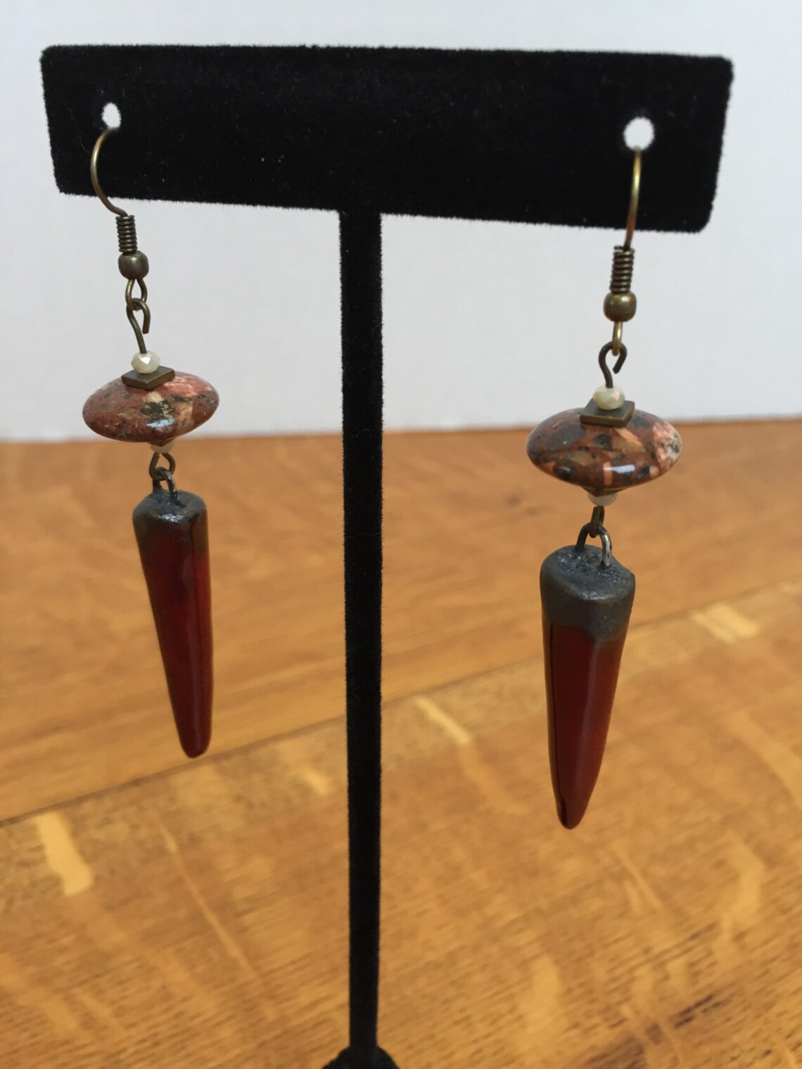 Glazed Porcelain and Volcano Jasper Earrings - Etsy