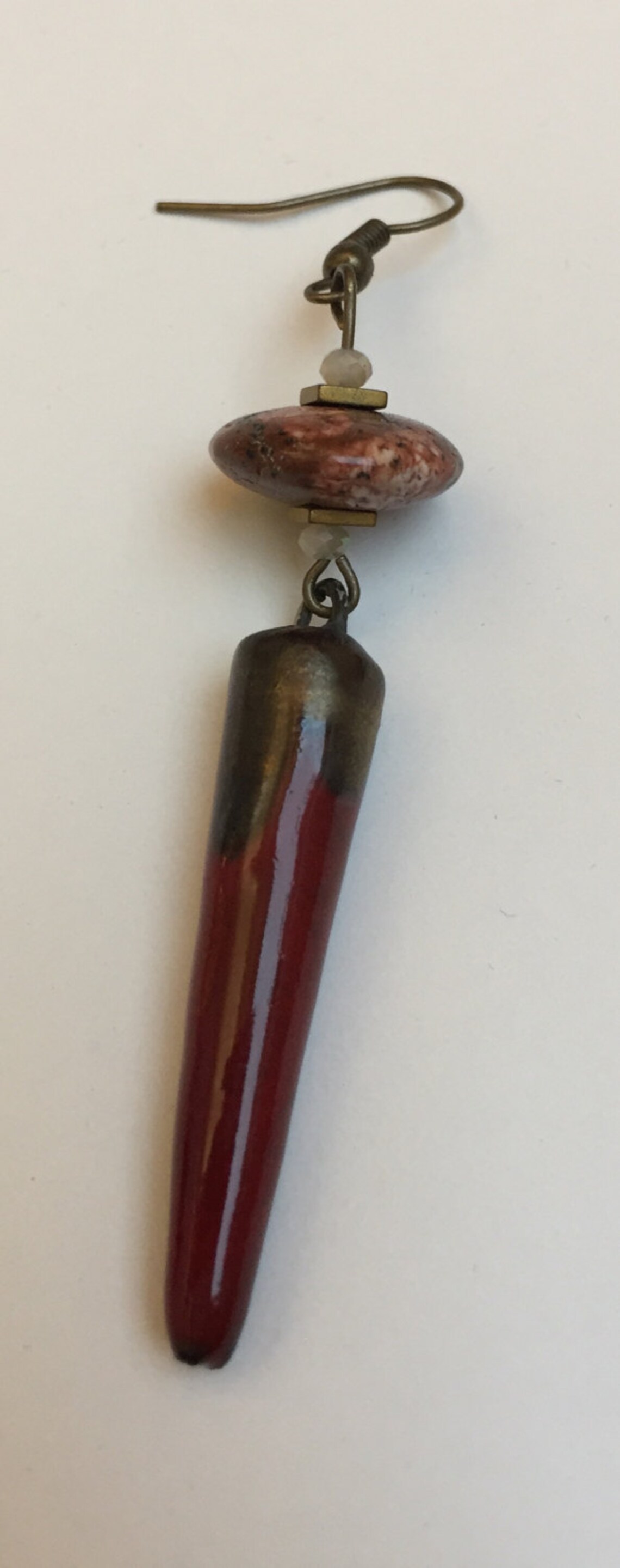 Glazed Porcelain and Volcano Jasper Earrings - Etsy