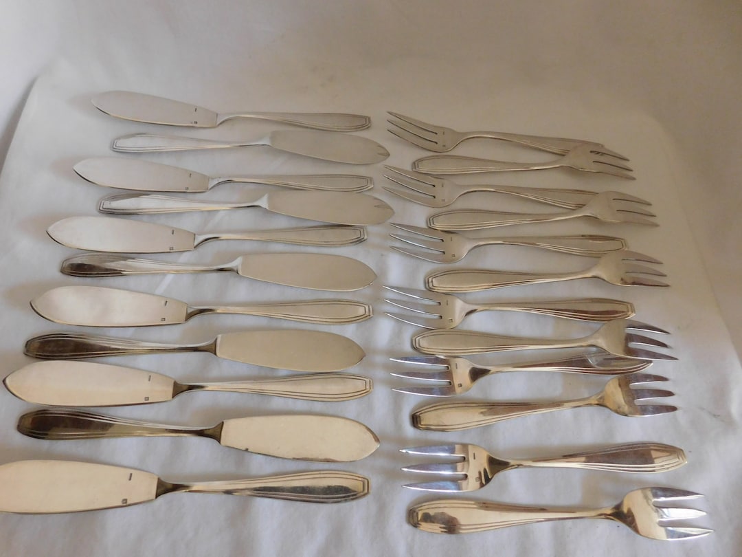 Apollo Twelve Forks Eleven Fish Knives Silver Metal Art Deco French ...