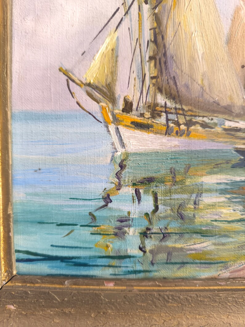 Pierre CARIO (1889-) Oil on Canvas Marine "fishing Boats in the Port ...