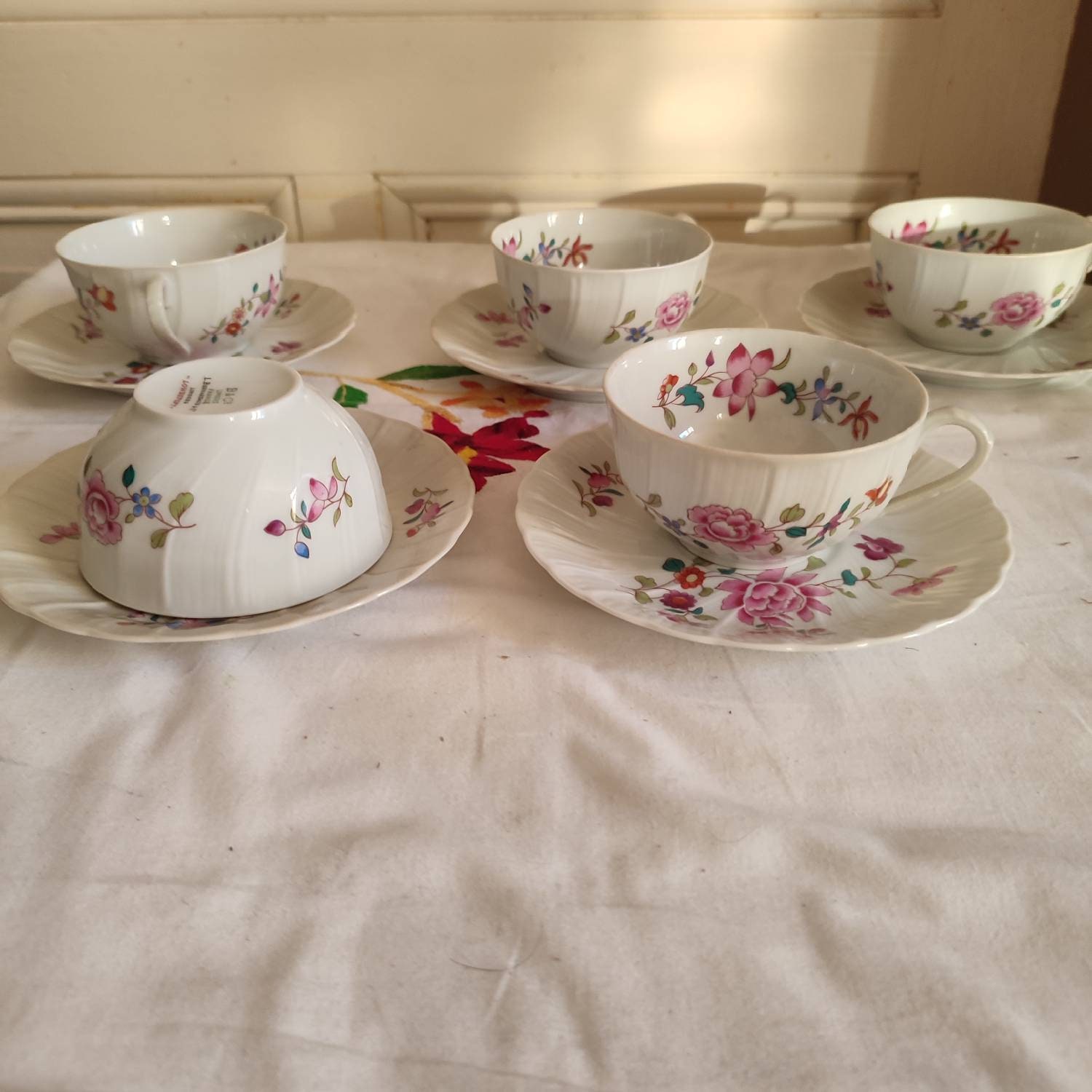 Bernardaud Suite of Five Cups and Tea Cup Limoges Porcelain France ...