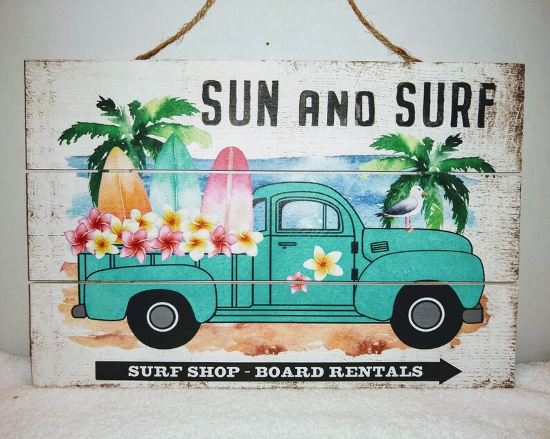 Sun and Surf Weathered Sign for Beach Wreaths Surf Shop Sign - Etsy