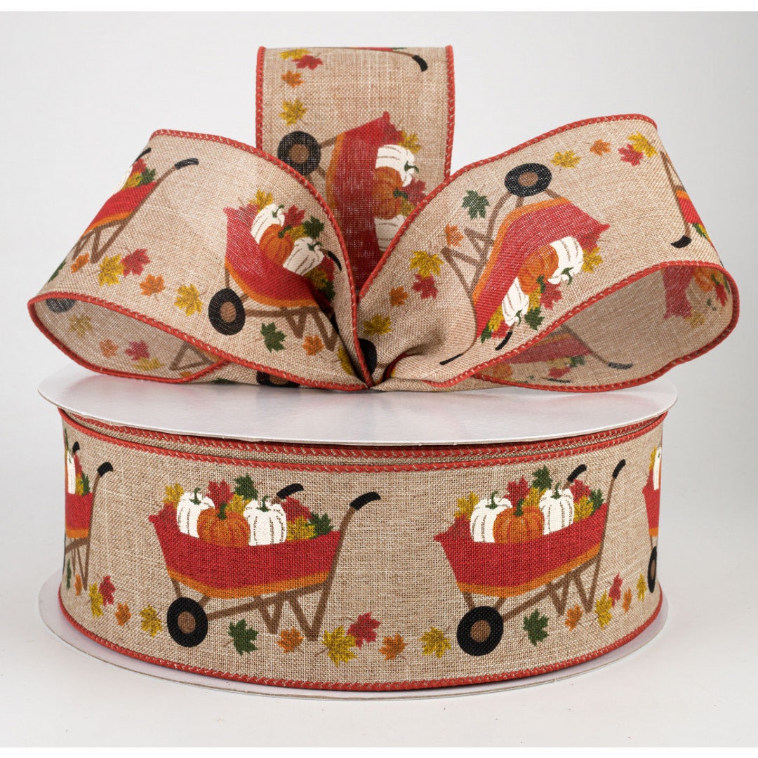 Pumpkin 2.5 Inch Wired Ribbon 5 Yards, Fall Ribbon, Fall Decor, Craft ...