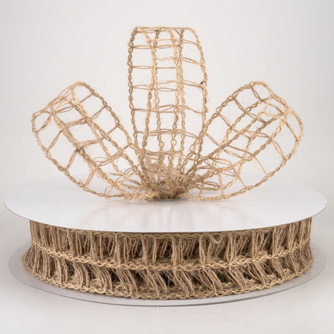 1.5 Natural Open Weave Window Pane Burlap Ribbon, Craft Ribbon, Bow ...