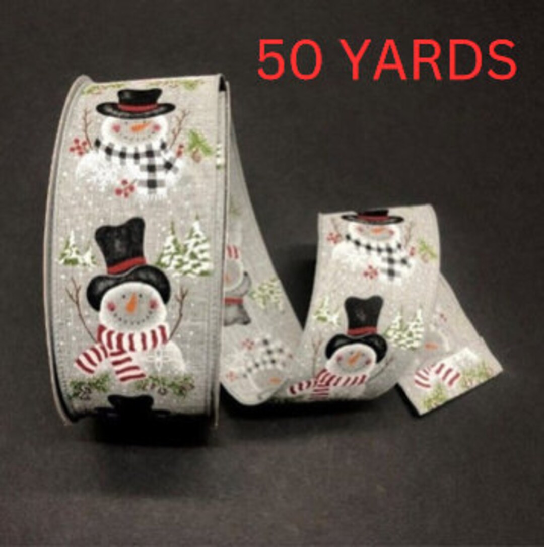 Snowman Buffalo Plaid 2 1/2 Wired Ribbon, Snowman Christmas Ribbon ...