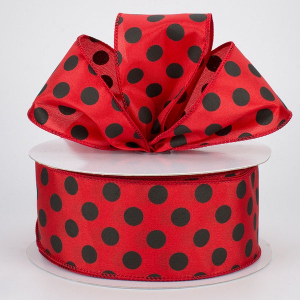 Red Polka Dot Wired Ribbon - Etsy