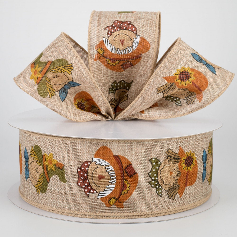 Fall Ribbon Fall 2.5 X 10 Yards Ribbon Harvest Scarecrow Glitter Wired ...