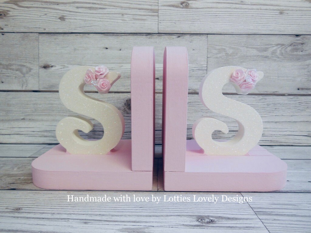 Handmade Victorian Font Girl's Bookends / Nursery Display Bookends ...