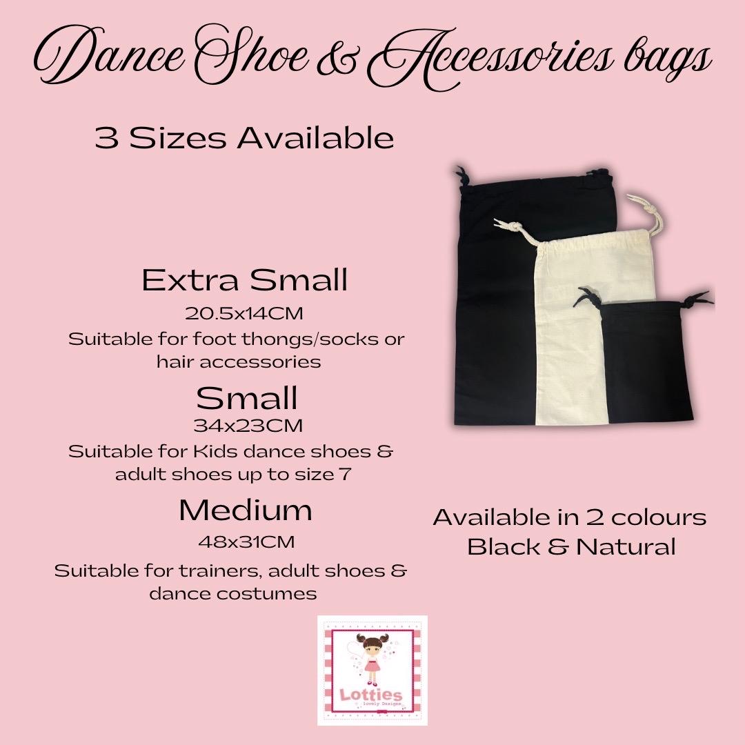 Personalised, Cotton Canvas Dance Shoe Bag, With Draw Strings ...