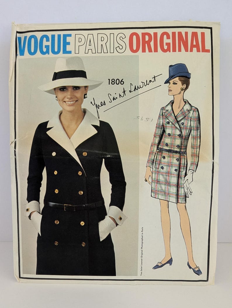 Vogue Paris Original Sewing Pattern #1806 by Yves Saint Laurent - One ...