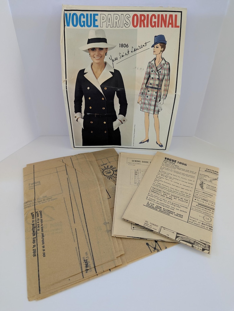 Vogue Paris Original Sewing Pattern #1806 by Yves Saint Laurent - One ...